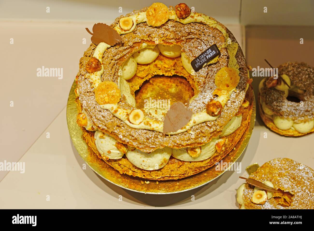 PARIS, FRANCE -22 JUL 2019- Gourmet cakes at the pastry shop at the ...
