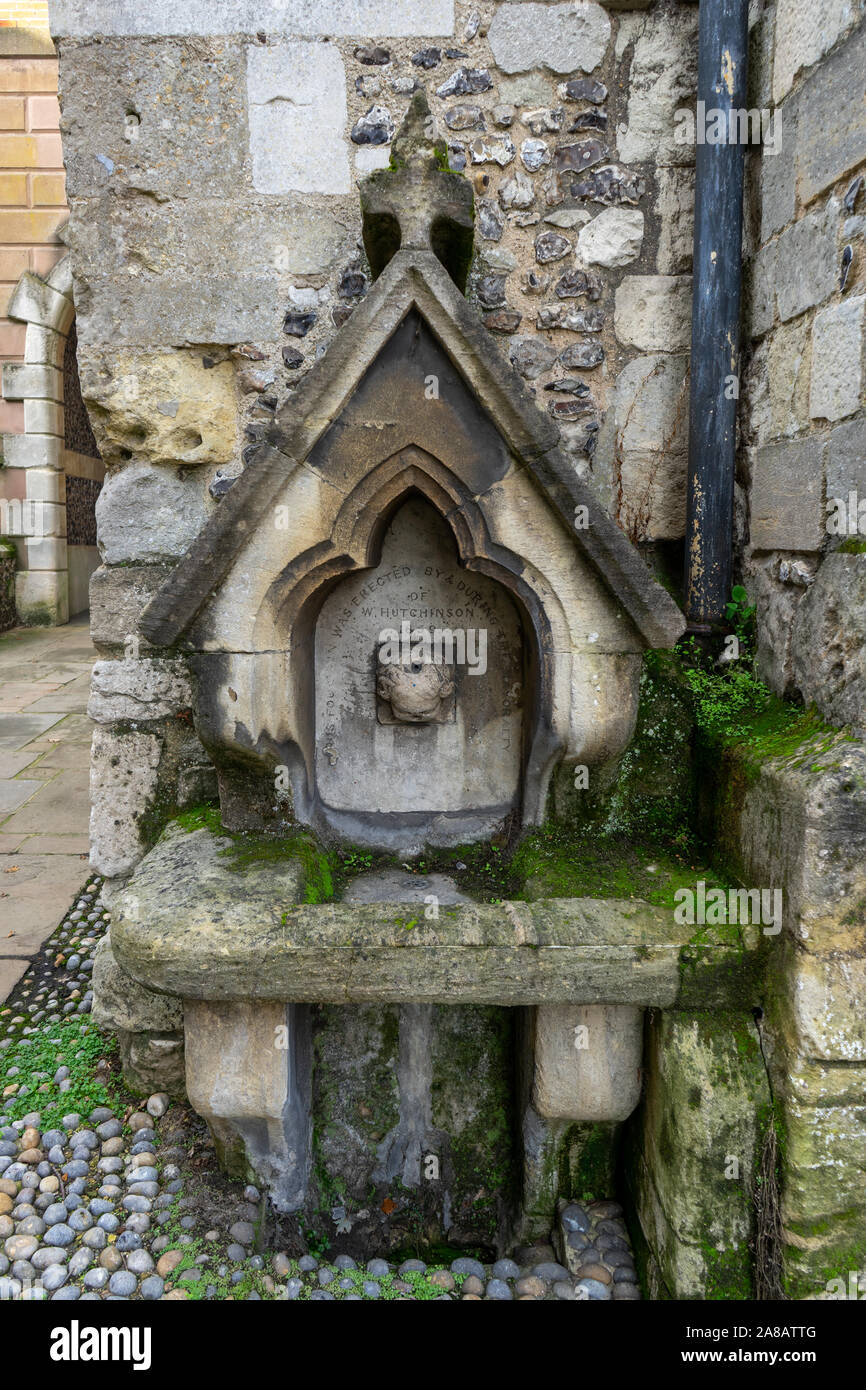 The Victorian water fountain on the side of Westgate Winchester ...