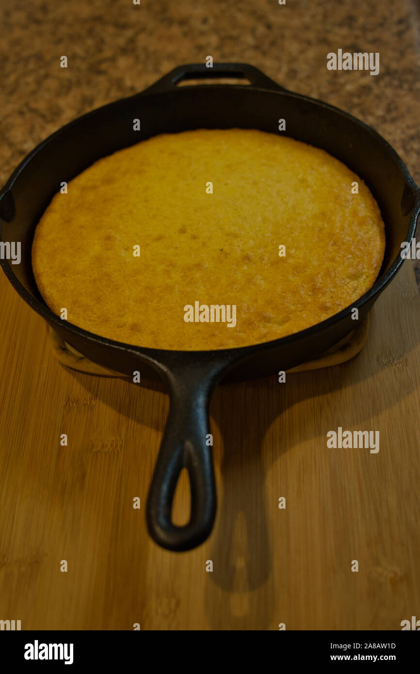 Corn bread cooked in a cast iron skillet is a southern classic. Add ...