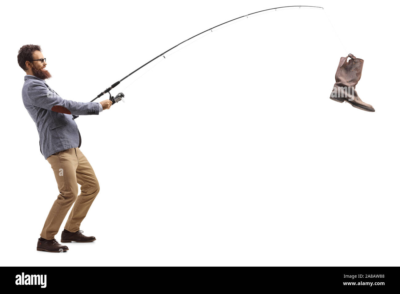 Bearded caucasian guy rod fishing hi-res stock photography and images ...