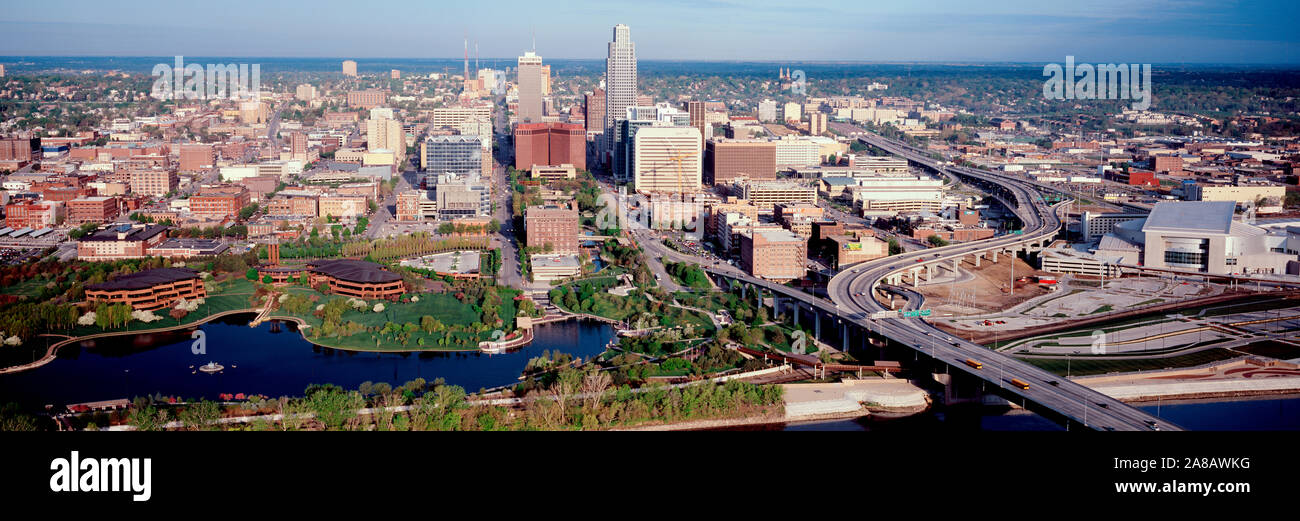 City downtown and elevated highway, Omaha, Nebraska, USA Stock Photo ...