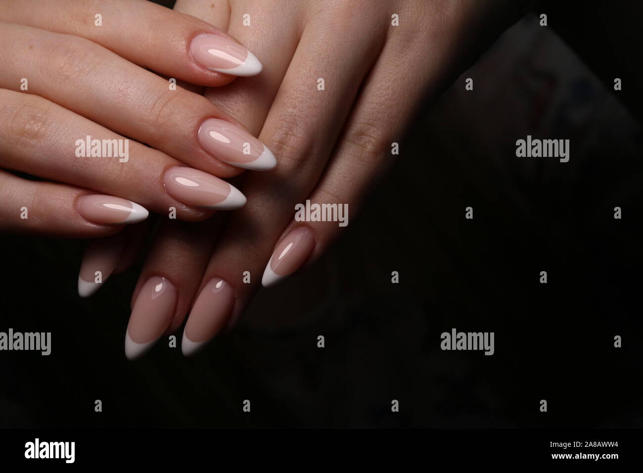 Closeup photo of a beautiful female hands with elegant manicure Stock ...
