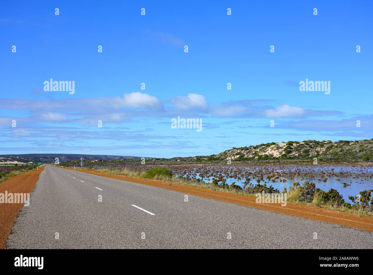 Day view of the Pink Lake near Port Gregory on the Coral Coast in ...