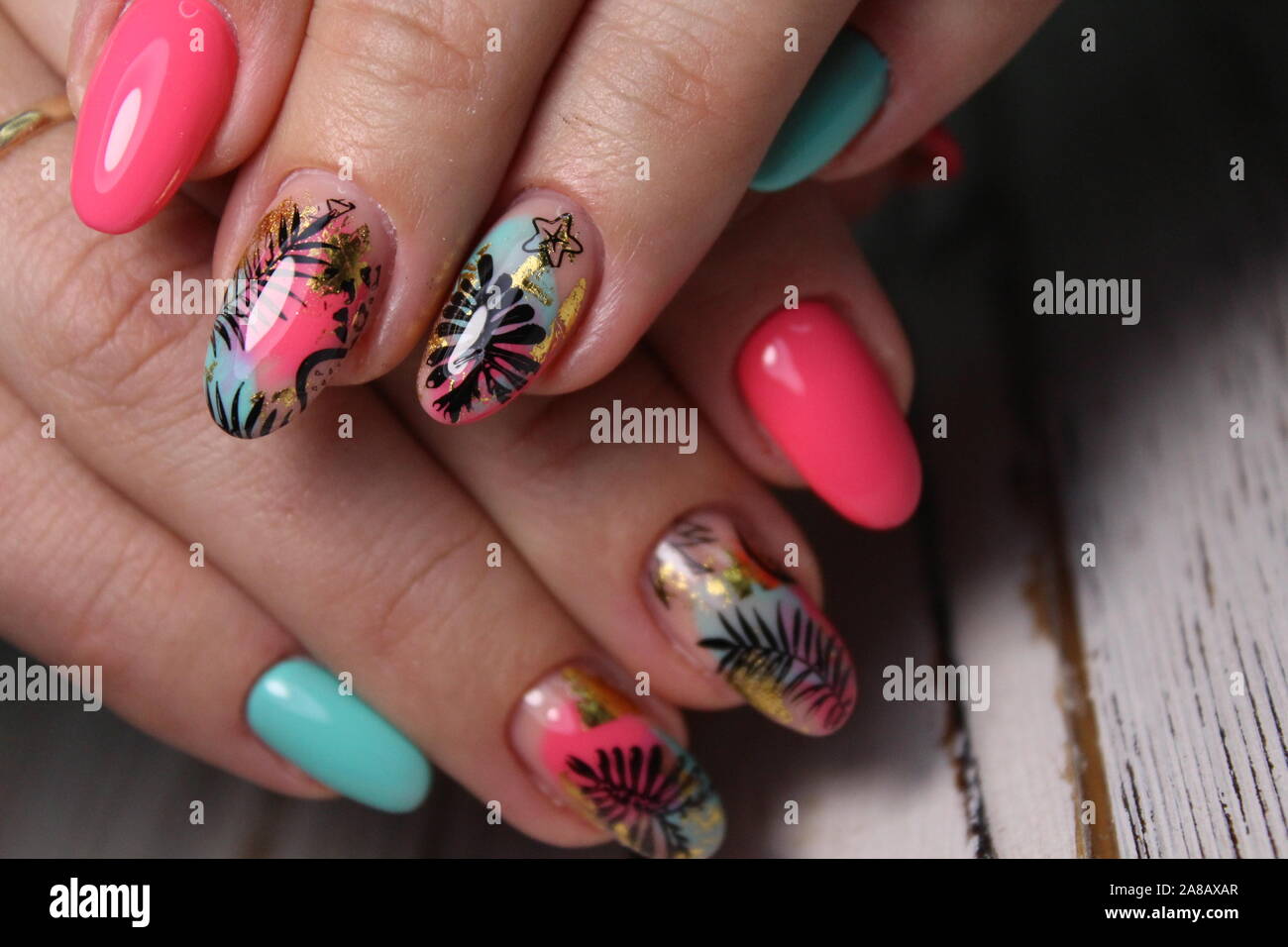 Closeup photo of a beautiful female hands with elegant manicure Stock ...