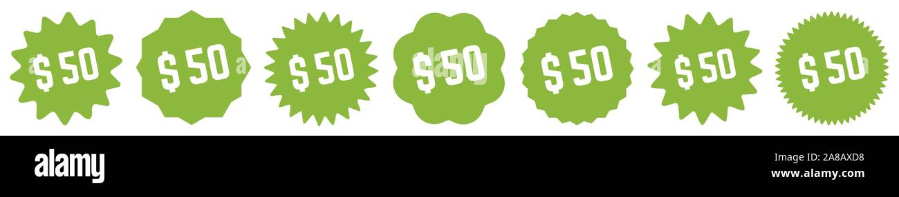 50 Price Tag Green Eco | 50 Dollar | Special Offer Icon | Sale Sticker ...