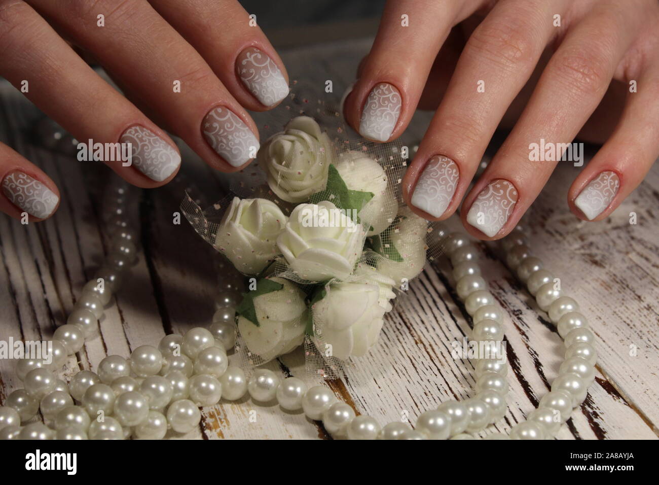 Closeup photo of a beautiful female hands with elegant manicure Stock ...
