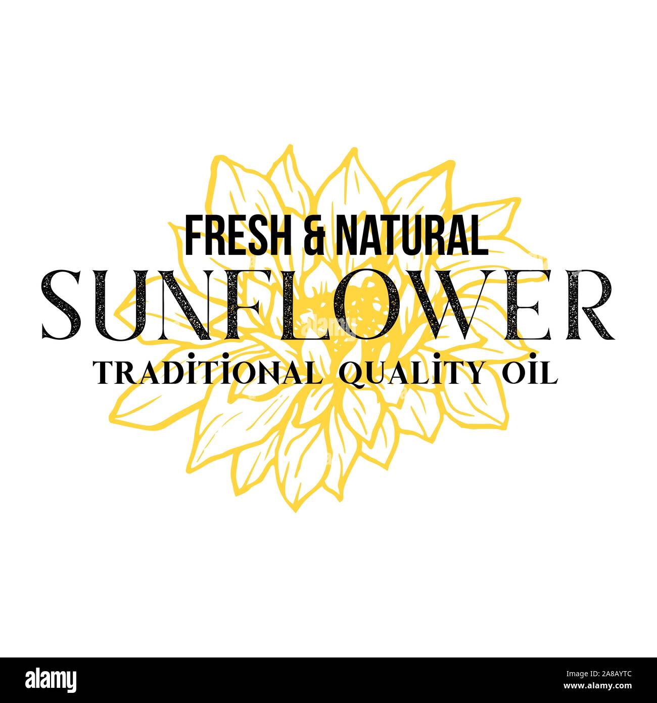 Fresh and natural sunflower oil vector realistic logotype template ...