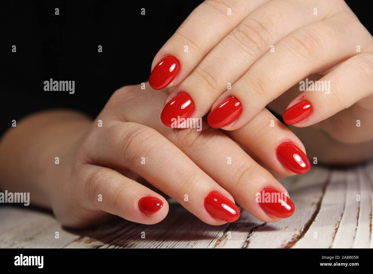 Closeup photo of a beautiful female hands with elegant manicure Stock ...