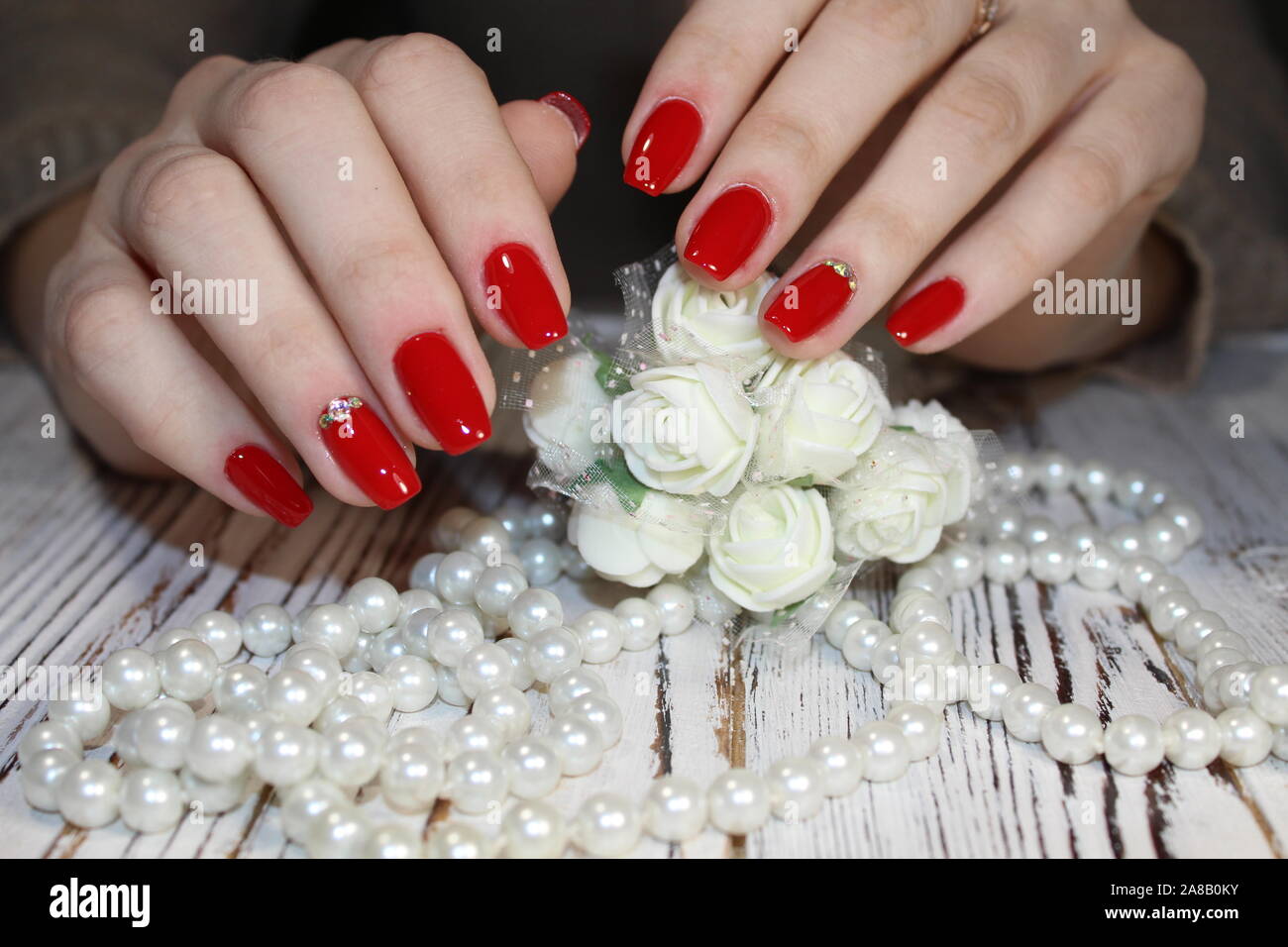 Closeup photo of a beautiful female hands with elegant manicure Stock ...