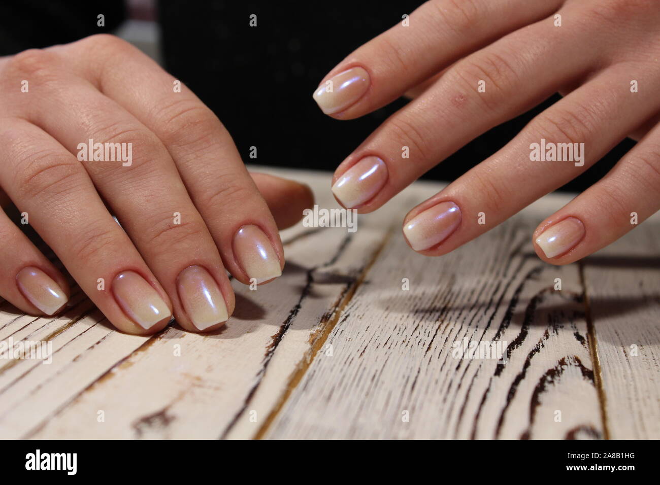 Closeup photo of a beautiful female hands with elegant manicure Stock ...