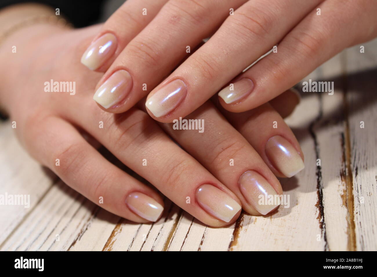 Closeup photo of a beautiful female hands with elegant manicure Stock ...