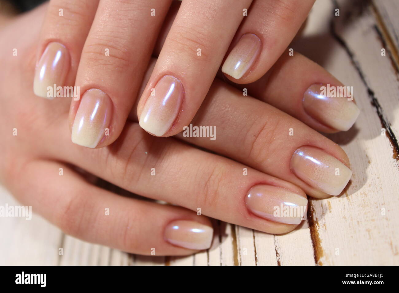 Closeup photo of a beautiful female hands with elegant manicure Stock ...