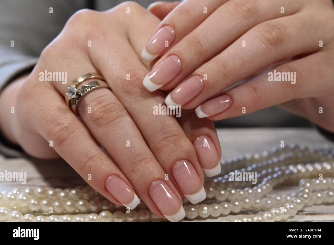 Closeup photo of a beautiful female hands with elegant manicure Stock ...