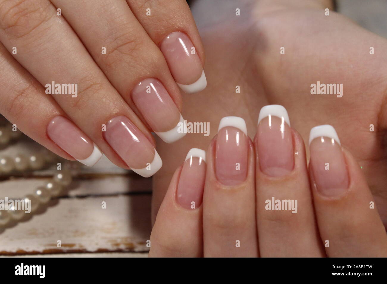 Closeup photo of a beautiful female hands with elegant manicure Stock ...