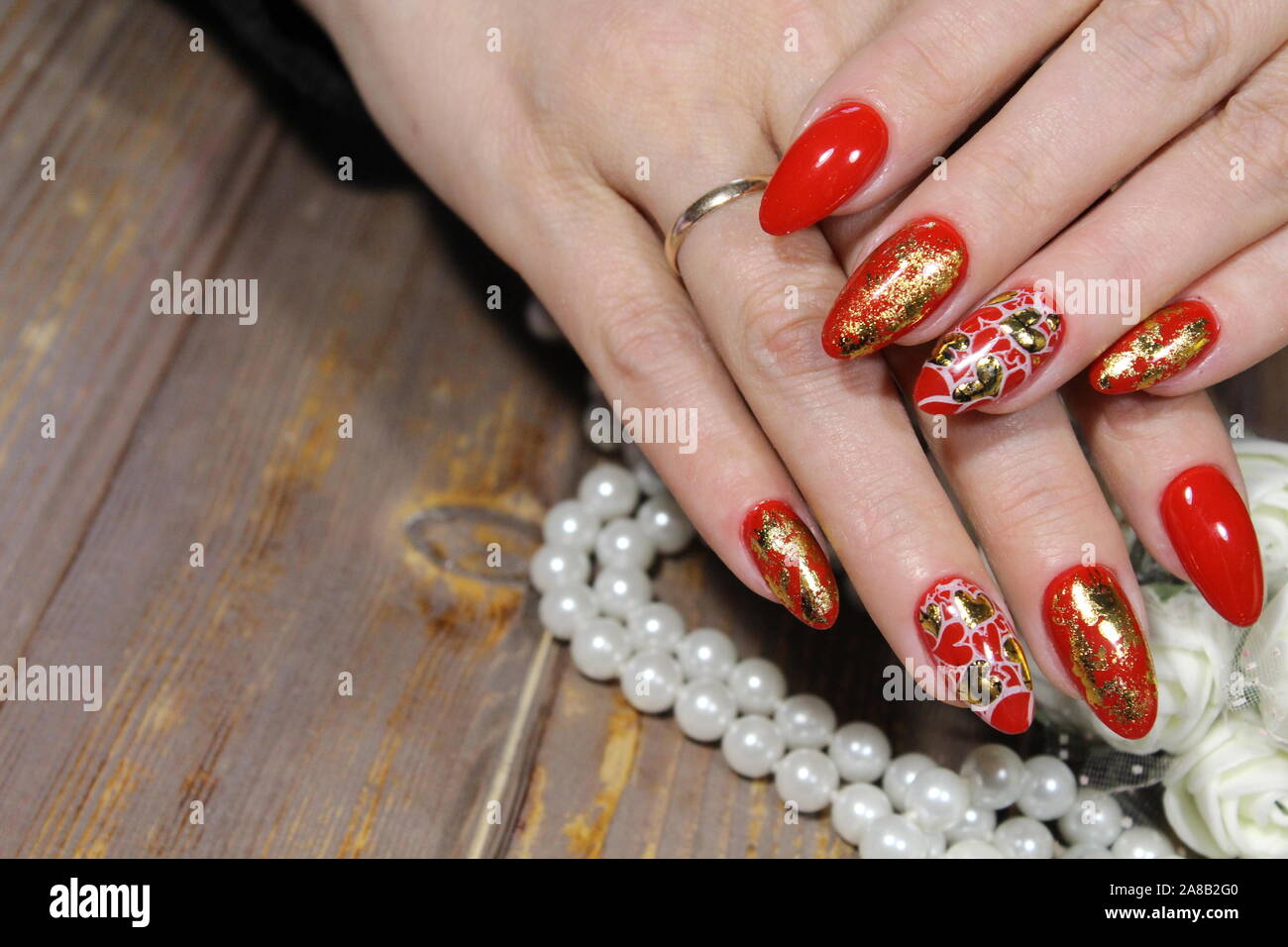 Closeup photo of a beautiful female hands with elegant manicure Stock ...