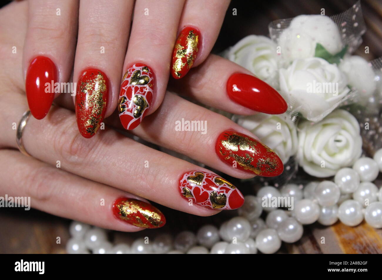 Closeup photo of a beautiful female hands with elegant manicure Stock ...