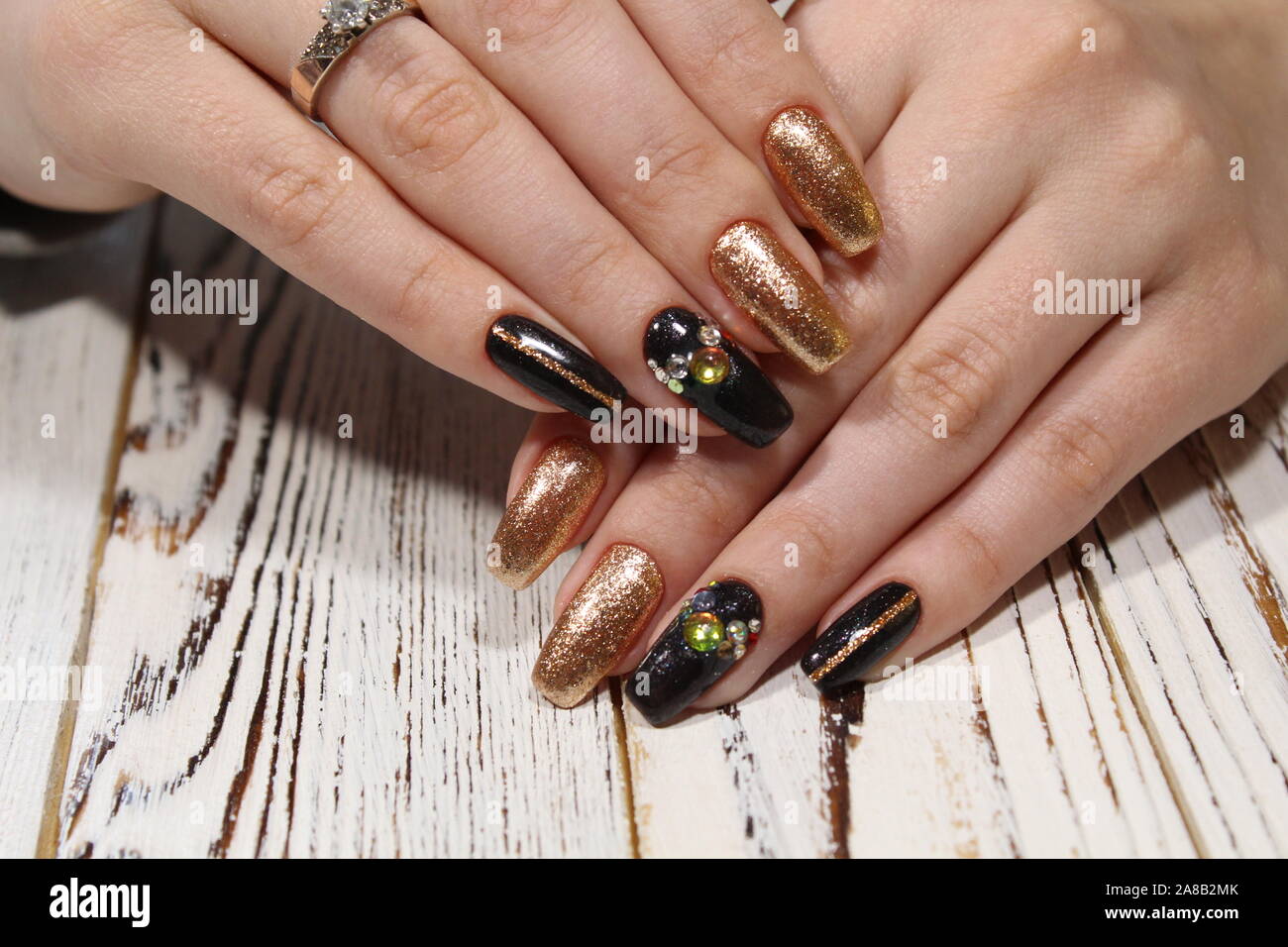 Closeup photo of a beautiful female hands with elegant manicure Stock ...