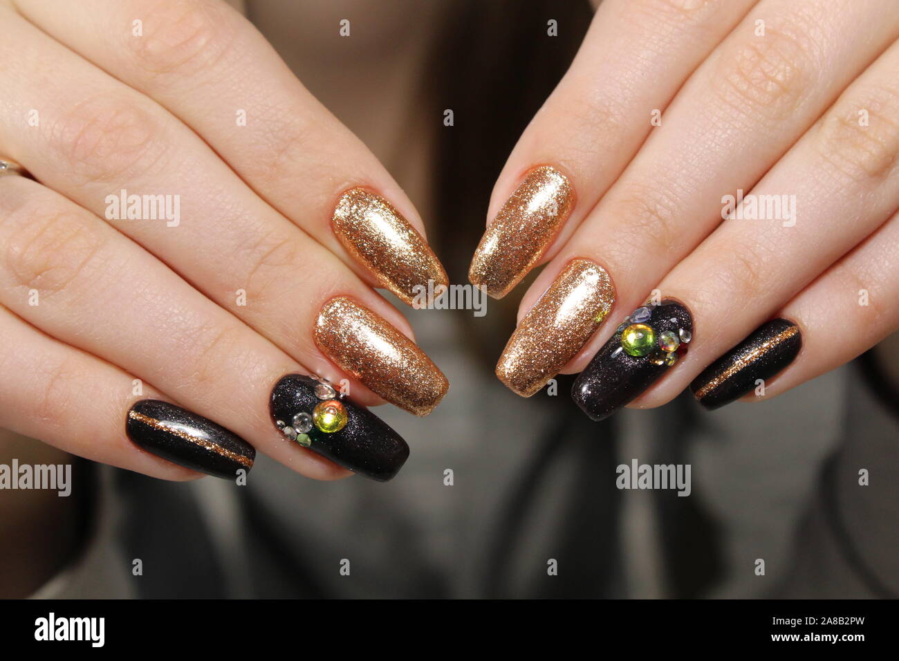 Closeup photo of a beautiful female hands with elegant manicure Stock ...