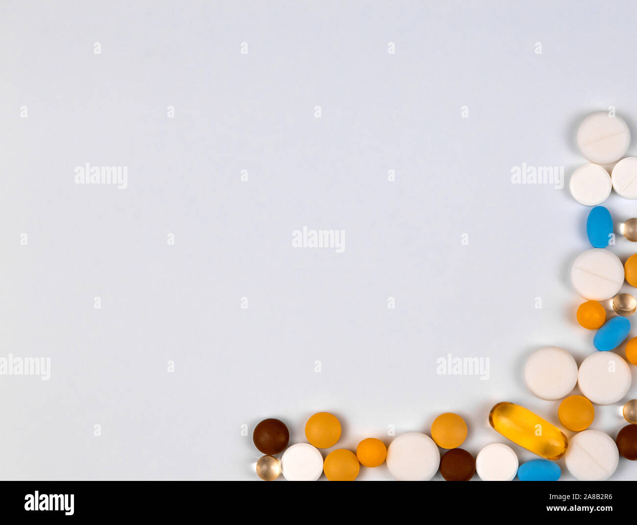 Pills Set As Border. Colored pills set as border on white background ...