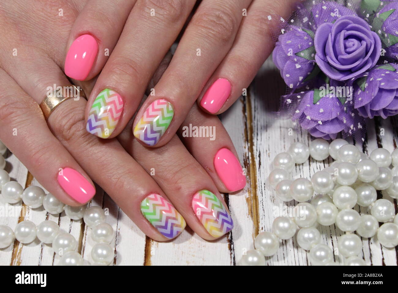 Closeup photo of a beautiful female hands with elegant manicure Stock ...