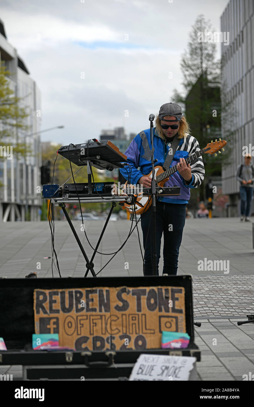 CHRISTCHURCH, NEW ZEALAND, OCTOBER 12, 2019: Musician Reuben Stone ...
