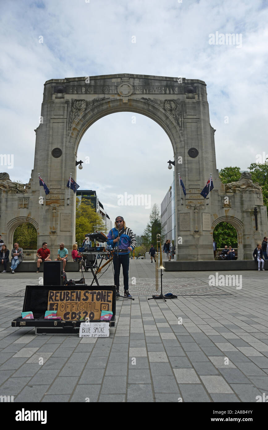 CHRISTCHURCH, NEW ZEALAND, OCTOBER 12, 2019: Musician Reuben Stone ...