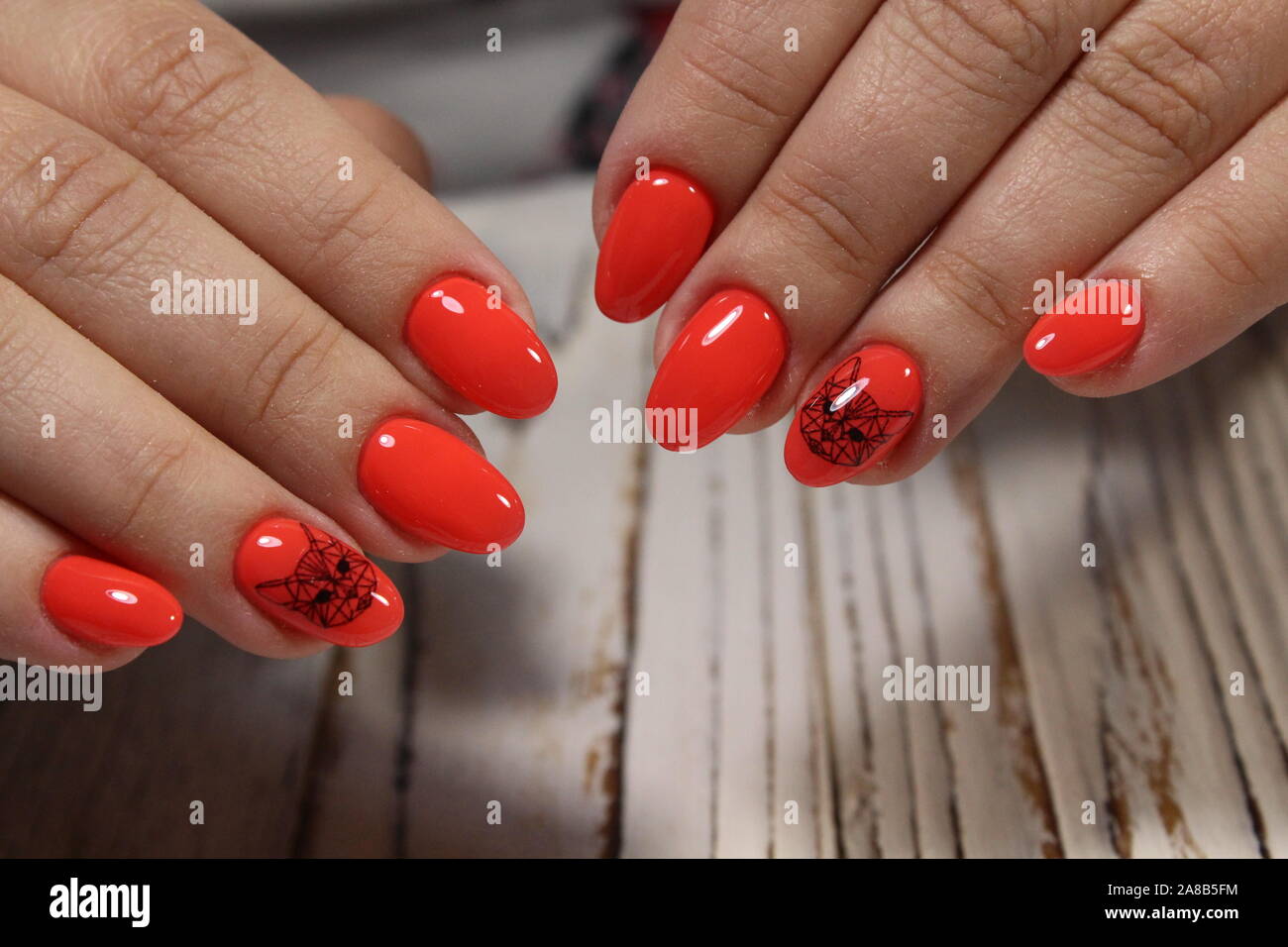 fashion manicure of nails on a beautiful textural background Stock ...