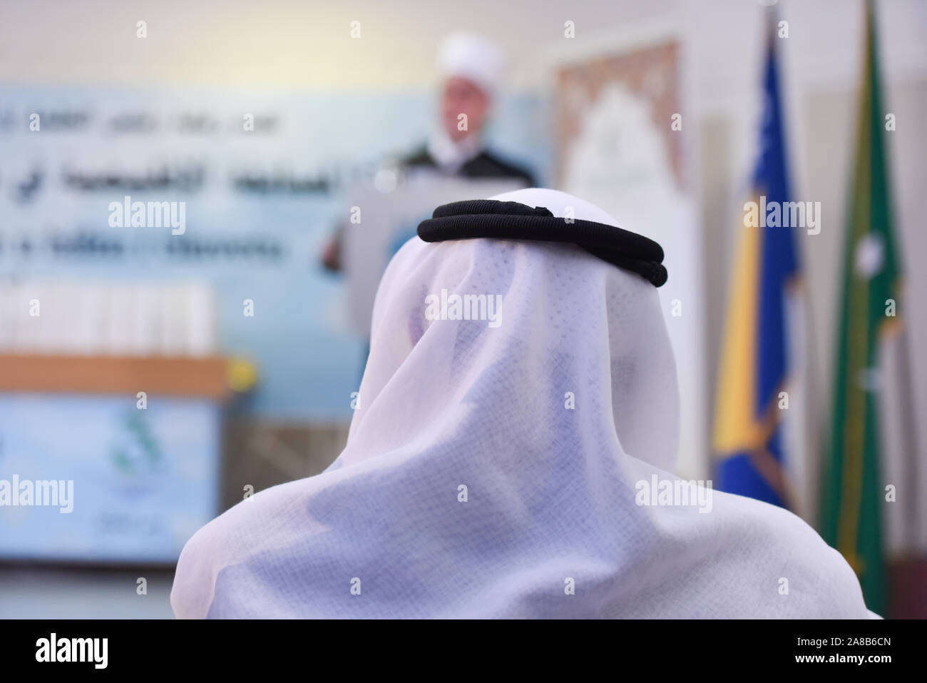 Islamic conference, imam, muslim's leaders at the islamic and arabic ...