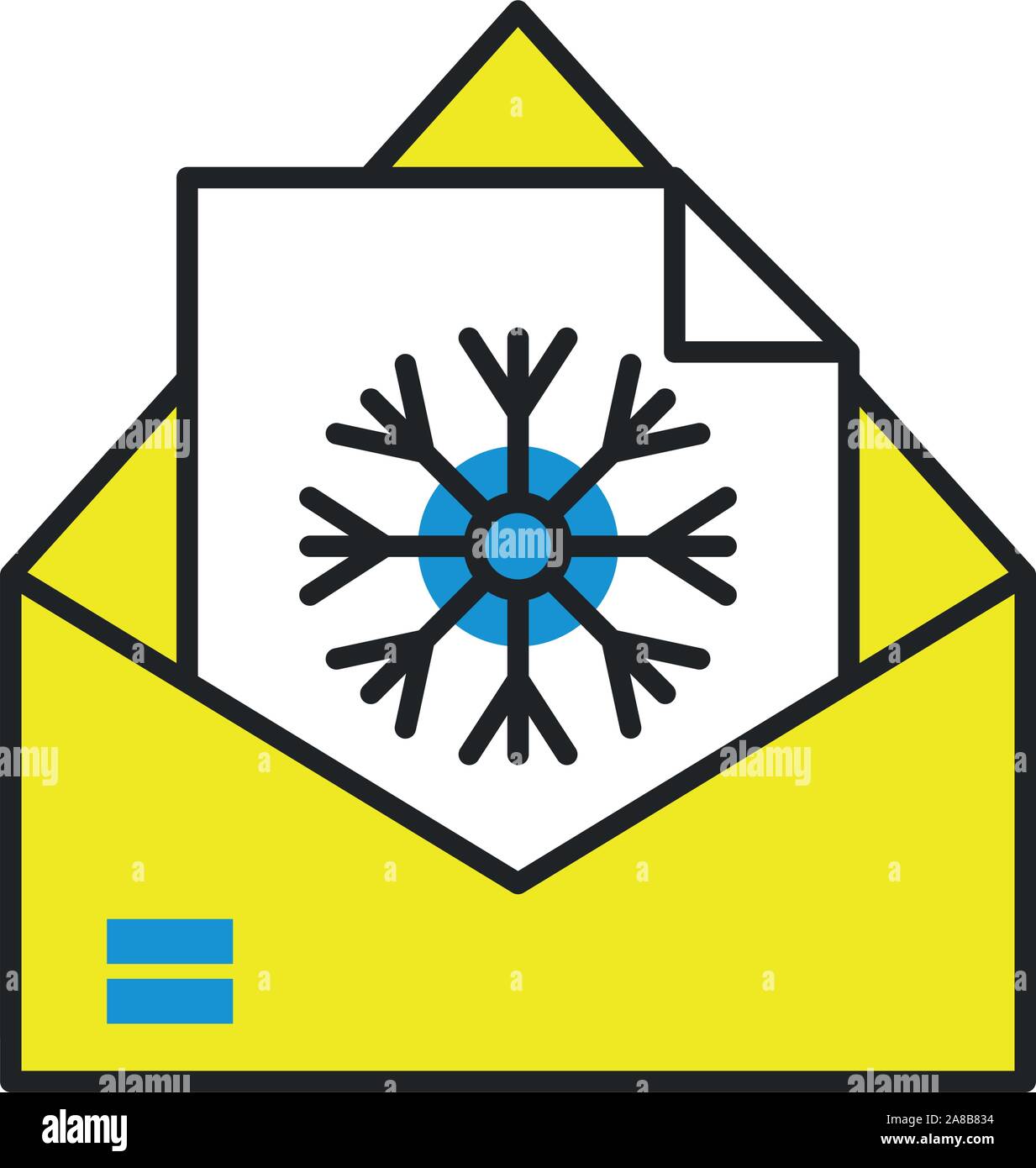happy merry christmas letter with snowflake in envelope Stock Vector ...