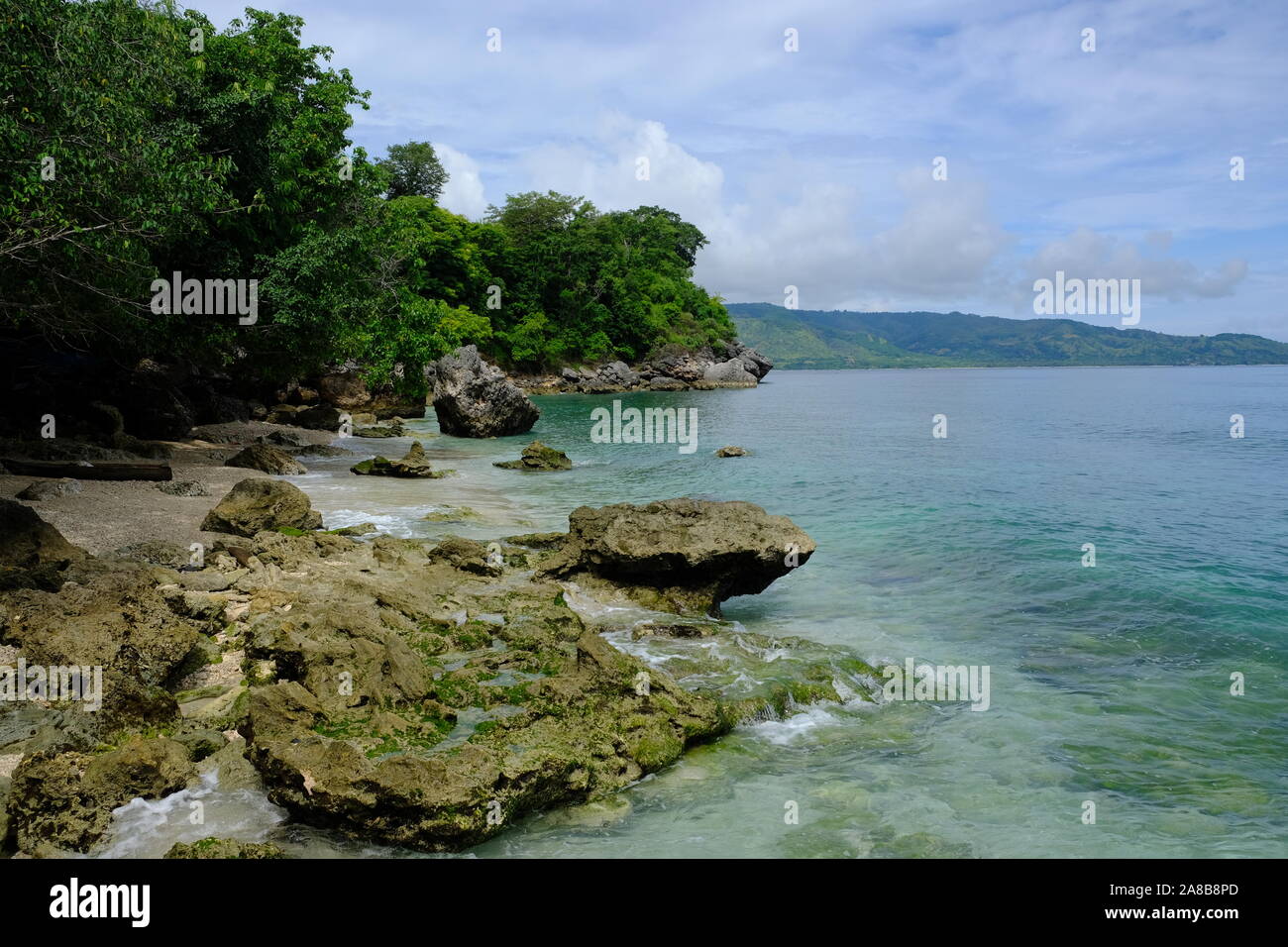 Indonesia Alor Island - rocky coastal landscape Stock Photo - Alamy