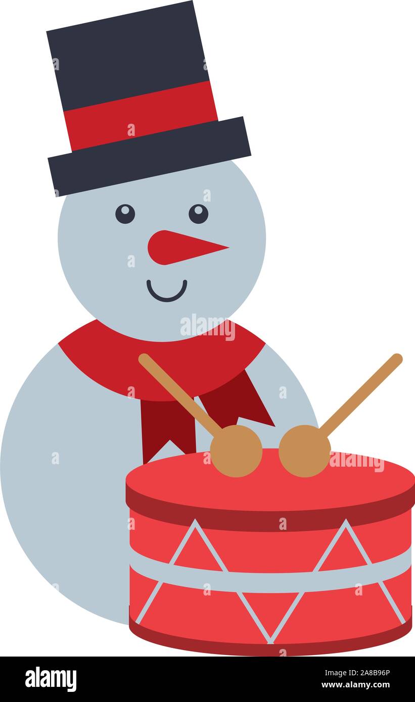 merry christmas snowman with drum Stock Vector Image & Art - Alamy