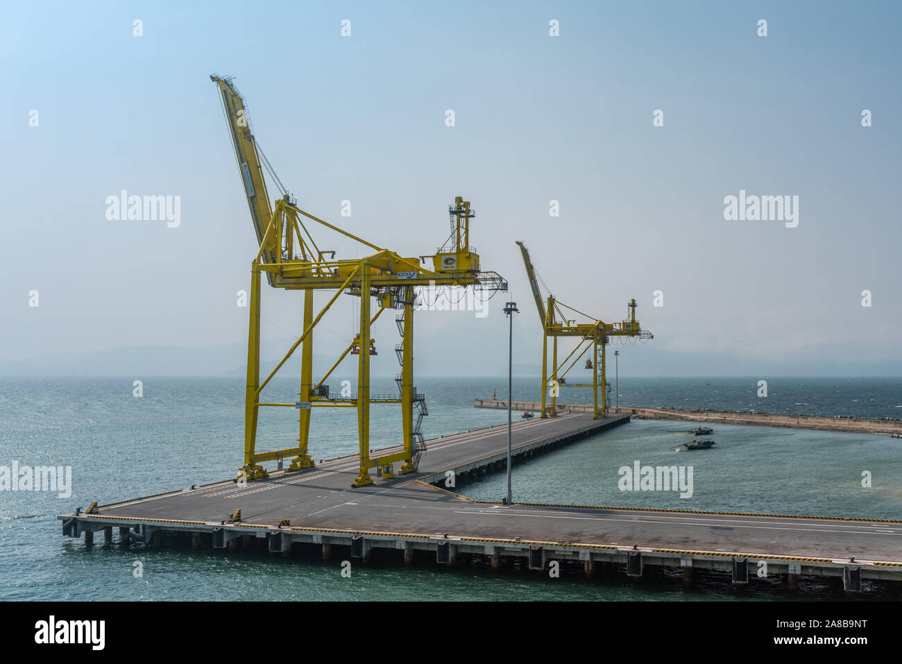Da Nang, Vietnam - March 10, 2019: Tien Sa Port in Da Nang Bay. Empty ...