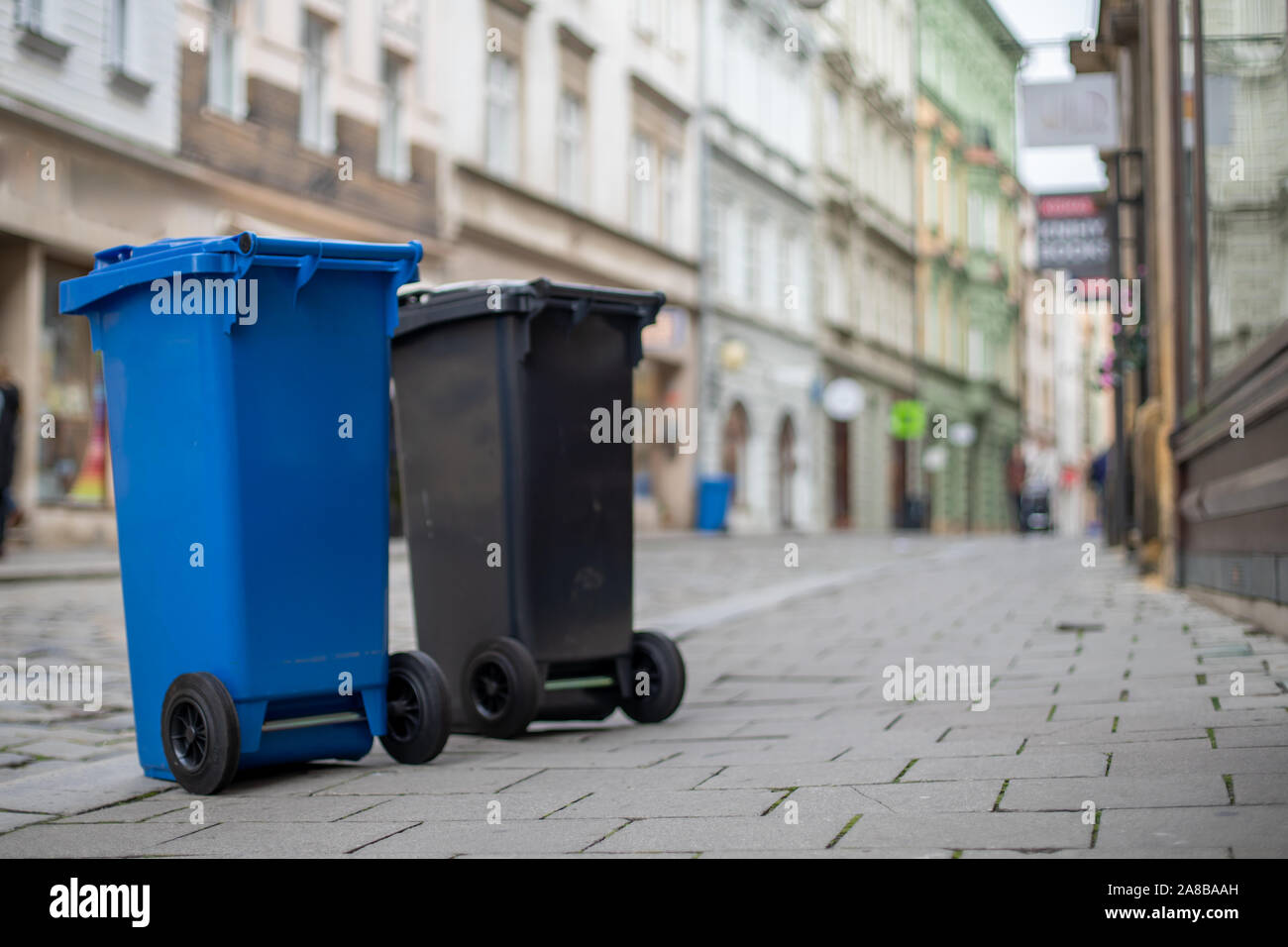 Waste bins in the city for order and cleanliness on the streets Stock ...