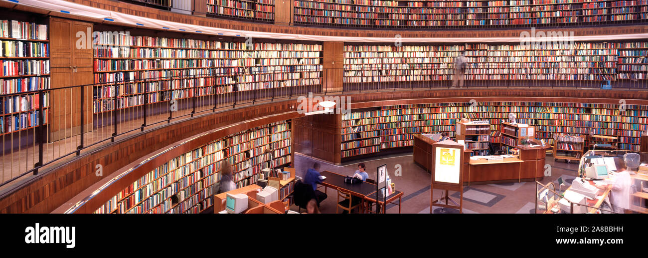 Interiors of a library, Stockholm Public Library, Stockholm, Sweden ...