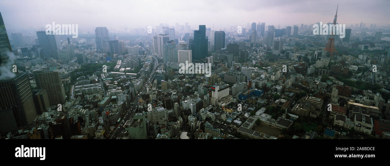 Aerial view of a city, Tokyo Prefecture, Kanto Region, Japan Stock ...