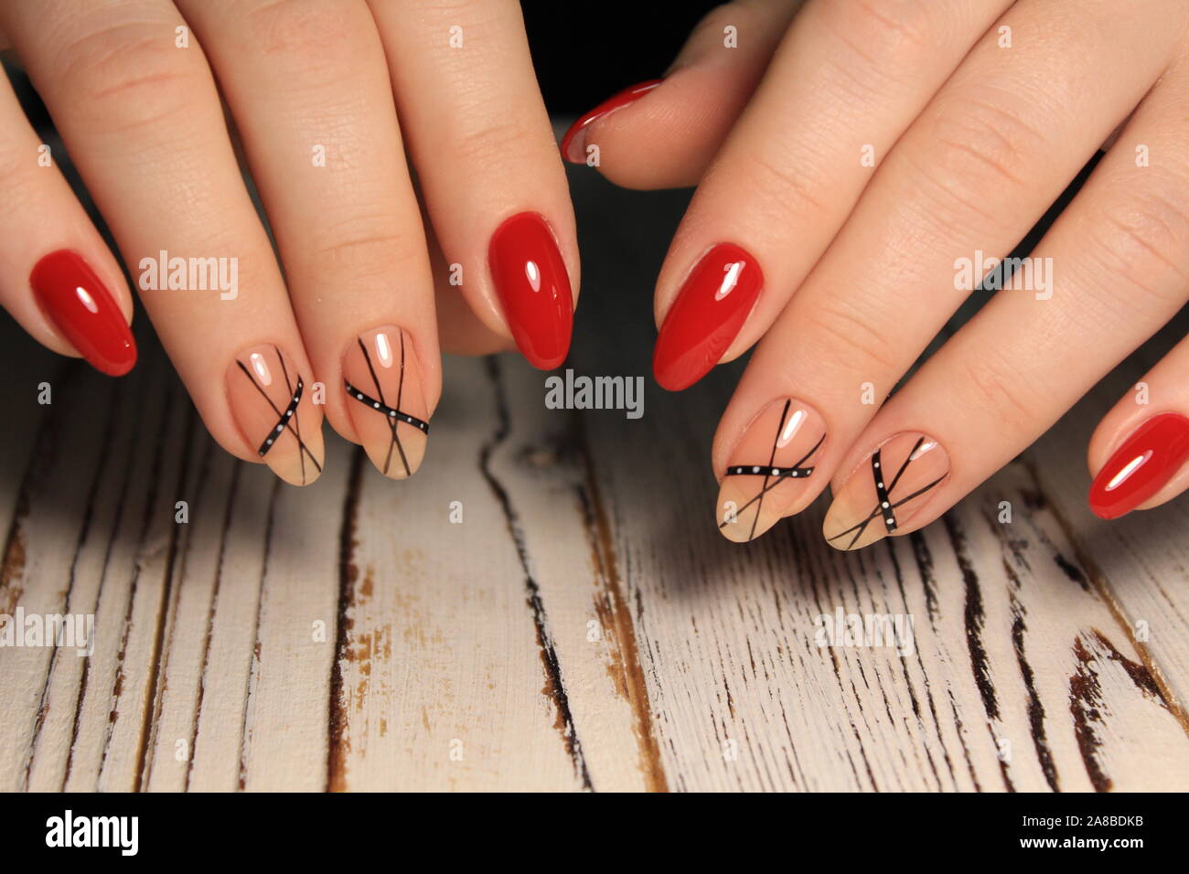glamorous red manicure Stock Photo - Alamy