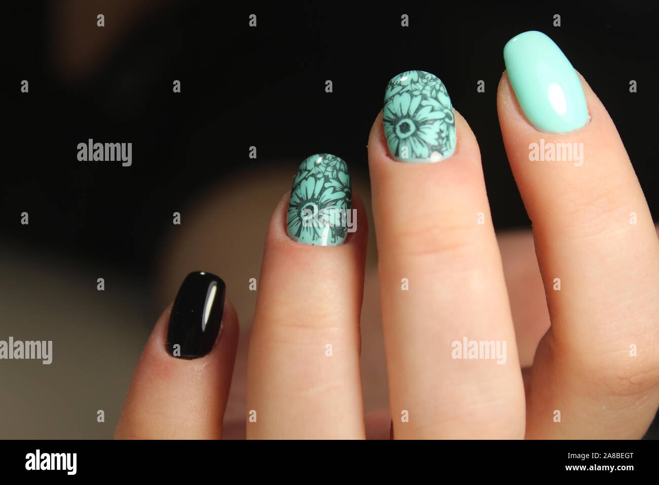 Manicured nails Nail Polish art design Stock Photo - Alamy