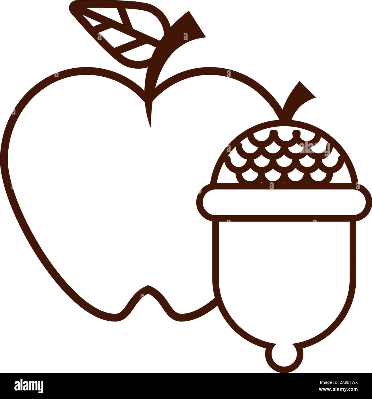 apple fresh fruit and acorns nature icon Stock Vector Image & Art - Alamy