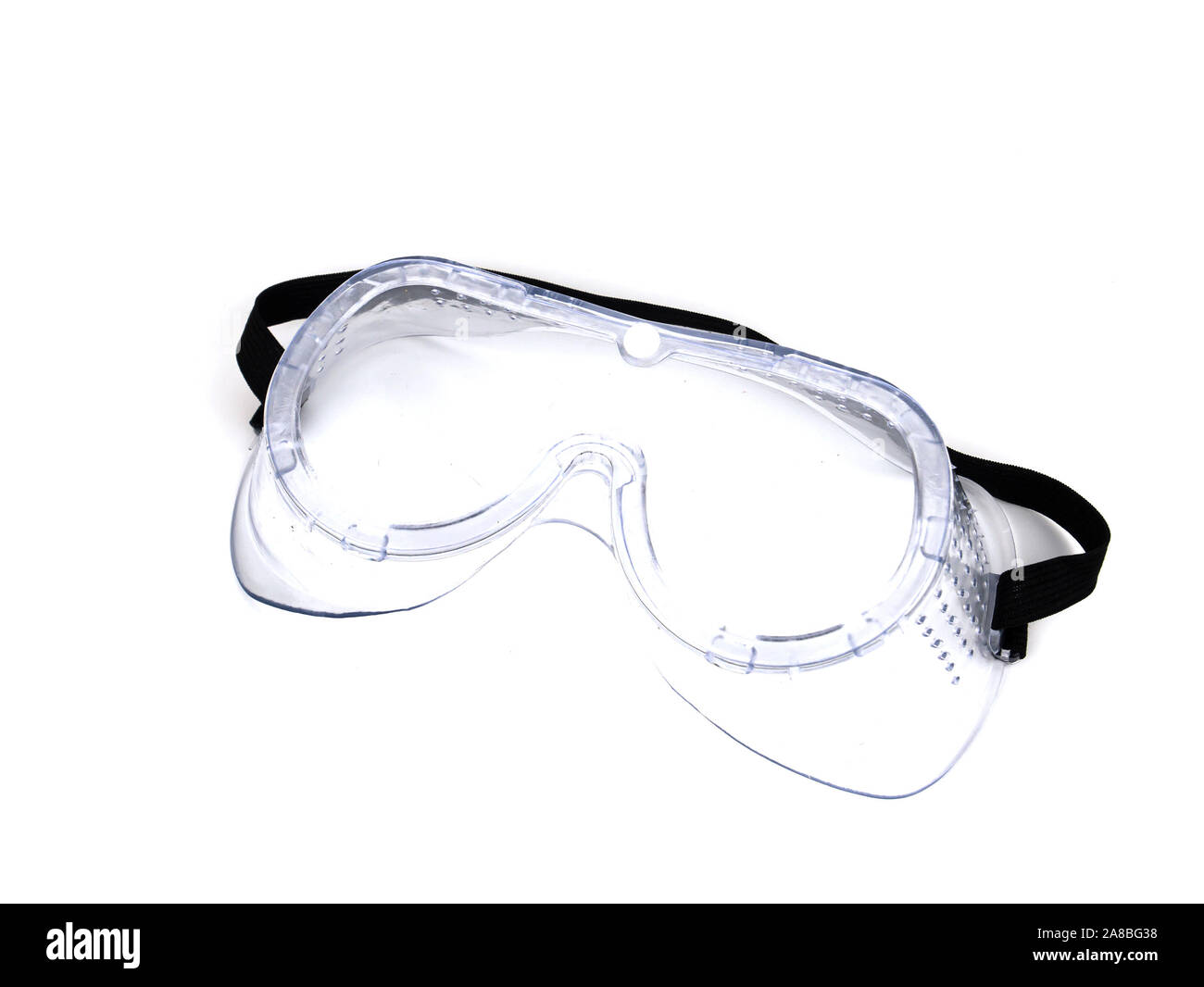 Worker safety glasses on a white background. Place for text. Isolate ...