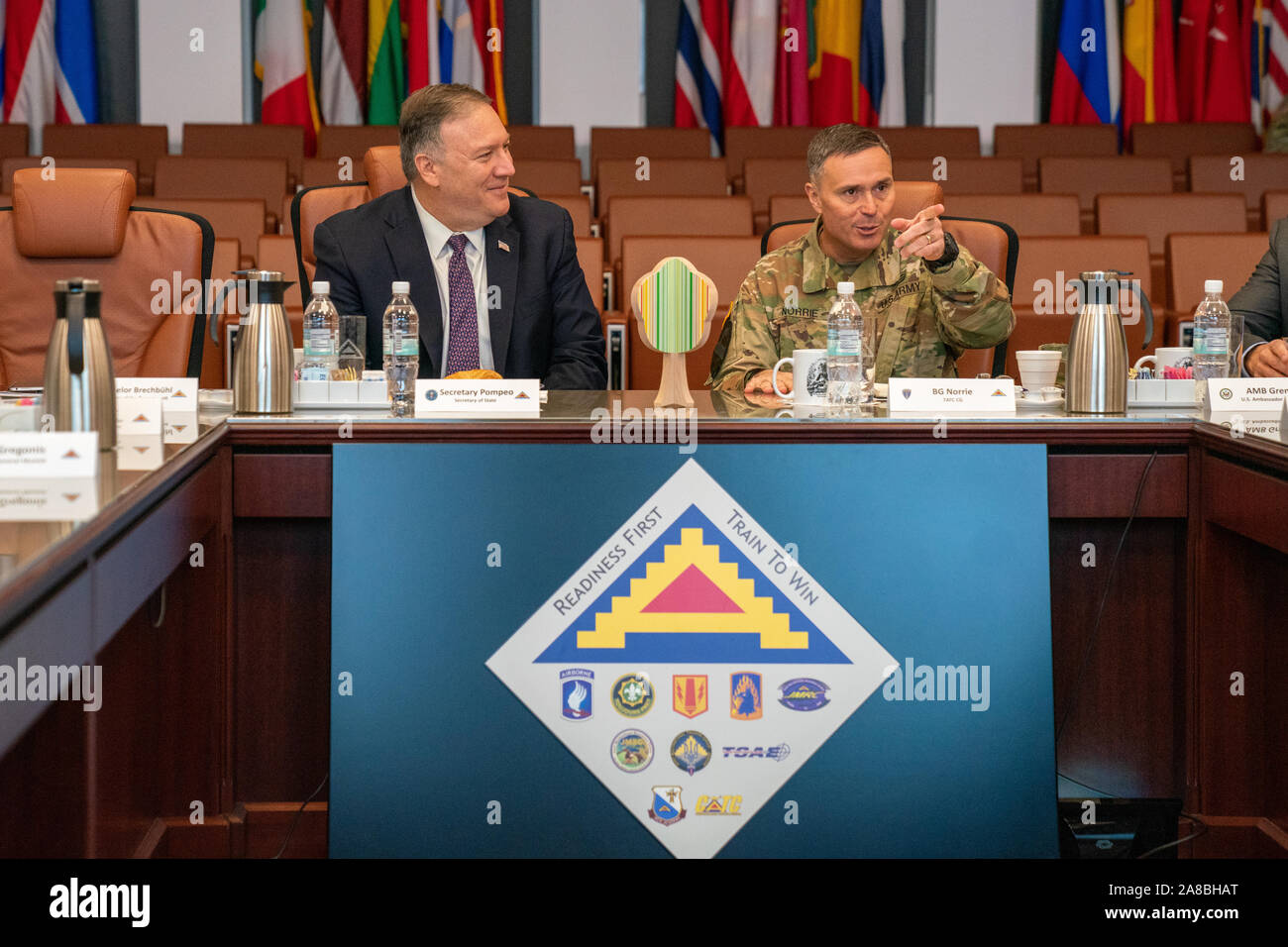 Grafenwoehr, Germany. 07 November, 2019. U.S. Secretary of State Mike ...