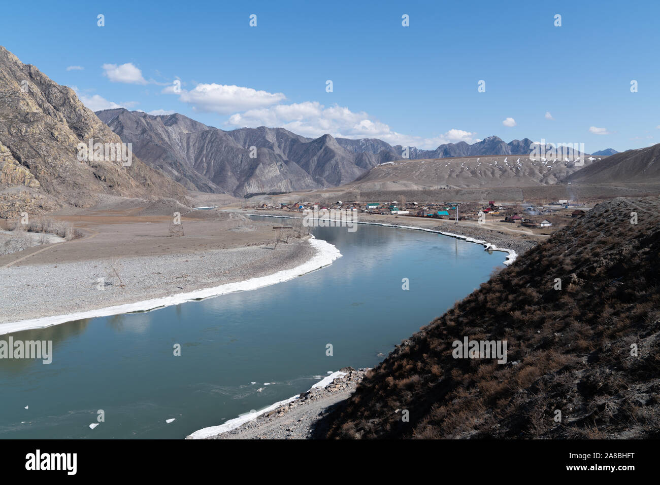 Landscapes of Mongolia, Hovd river Stock Photo - Alamy