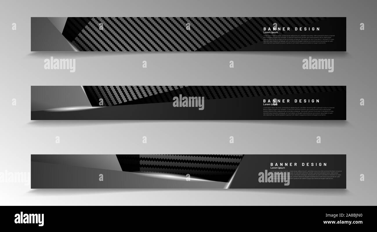 Collection of abstract carbon fiber header banners in gray vector ...