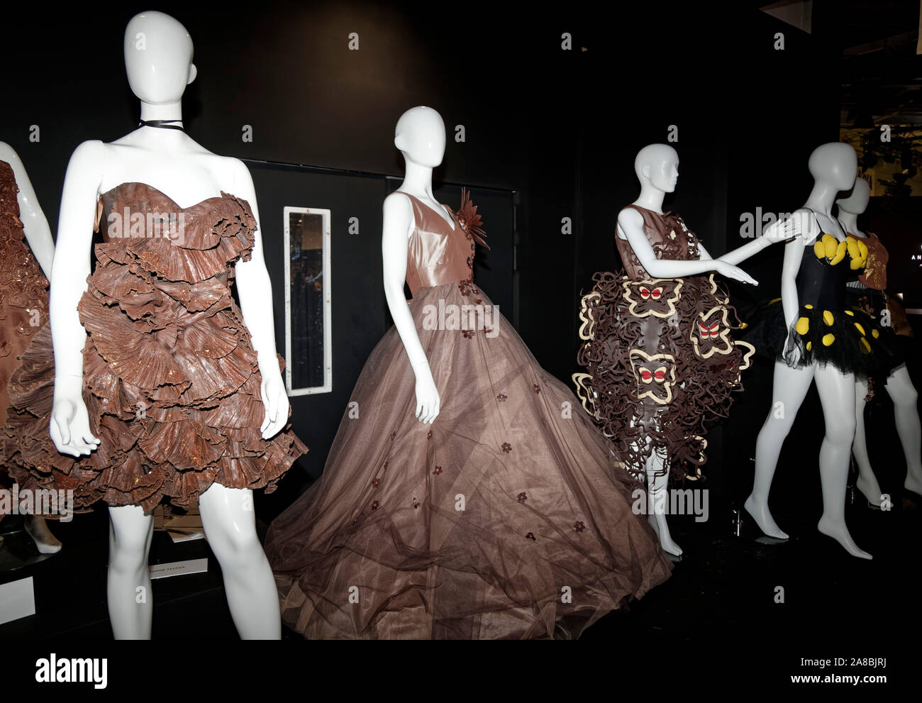 Paris, France. 2th Nov, 2019. Exposed chocolate dresses at the 25th ...