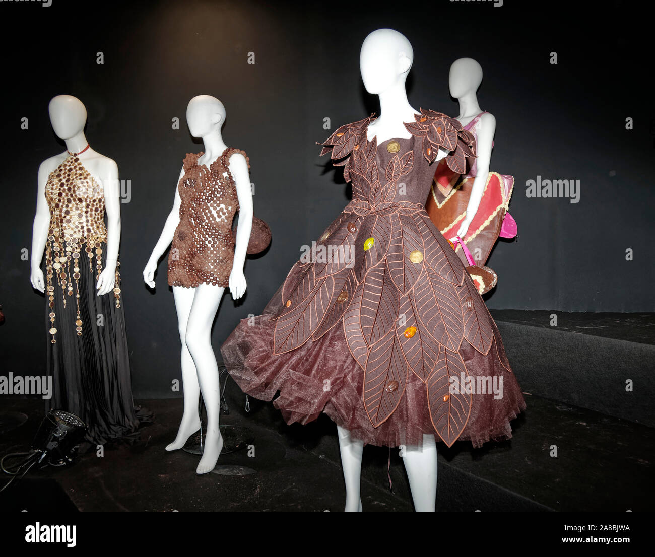 Paris, France. 2th Nov, 2019. Exposed chocolate dresses at the 25th ...