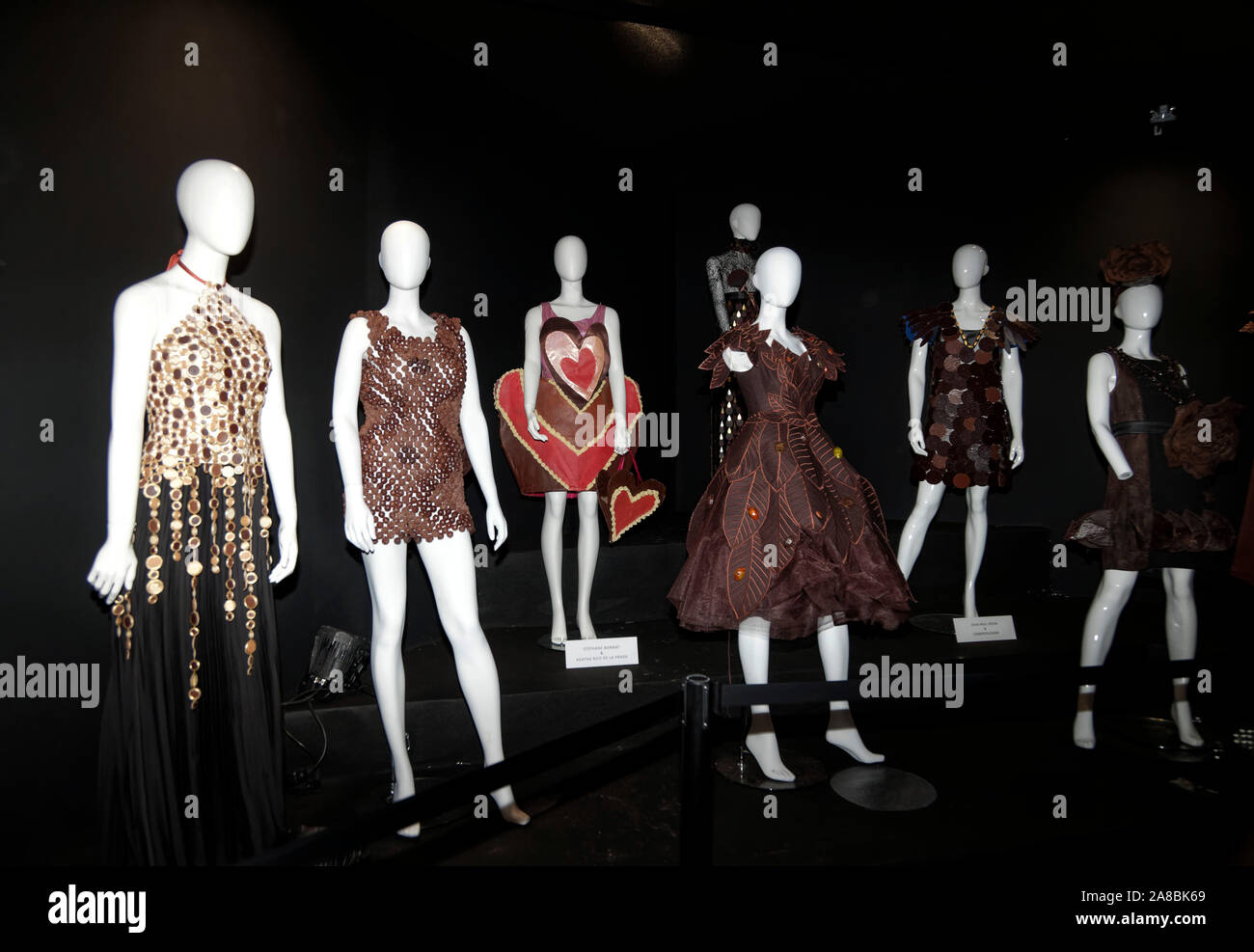 Paris, France. 2th Nov, 2019. Exposed chocolate dresses at the 25th ...