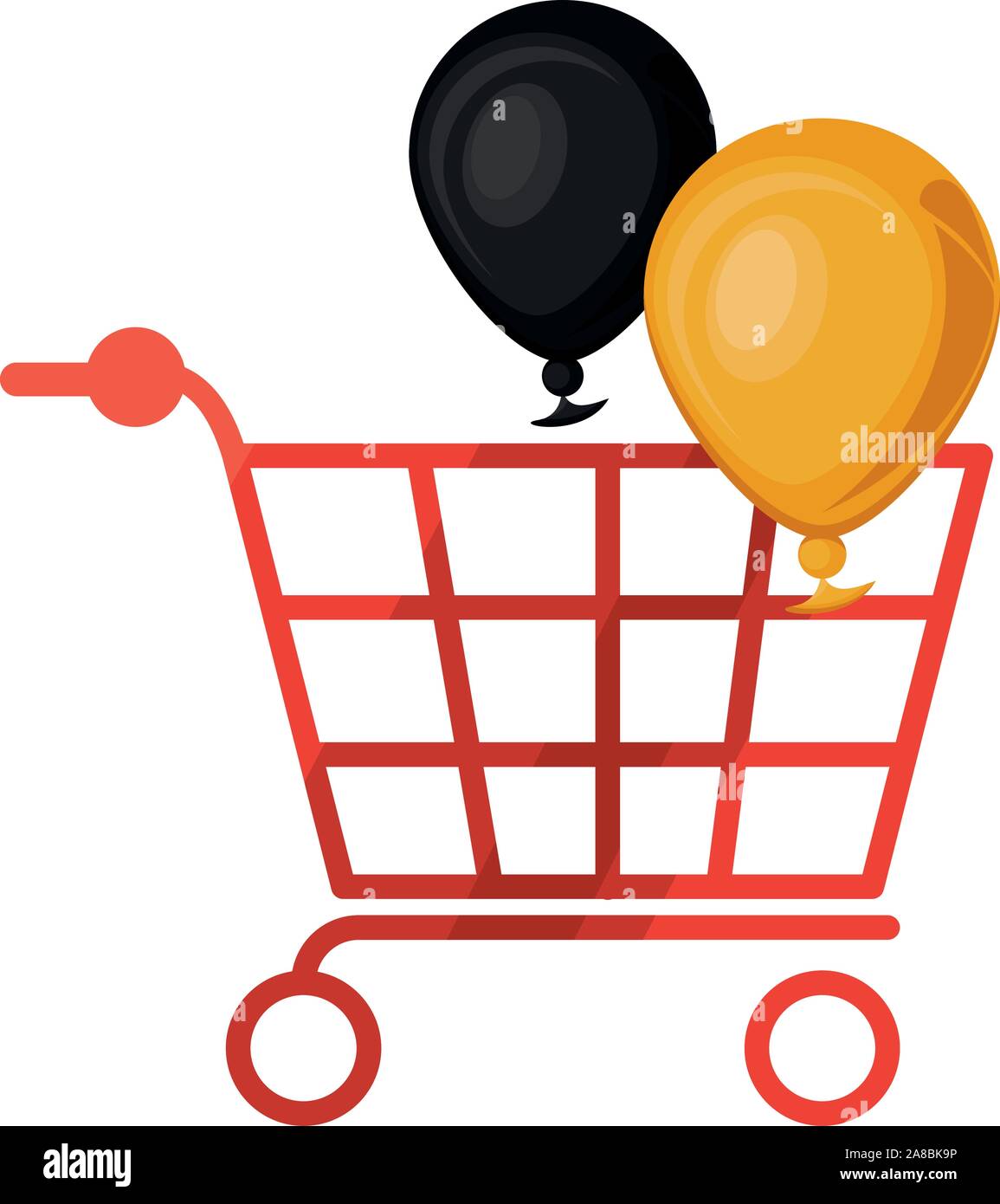 shopping cart market with balloons helium Stock Vector Image & Art - Alamy