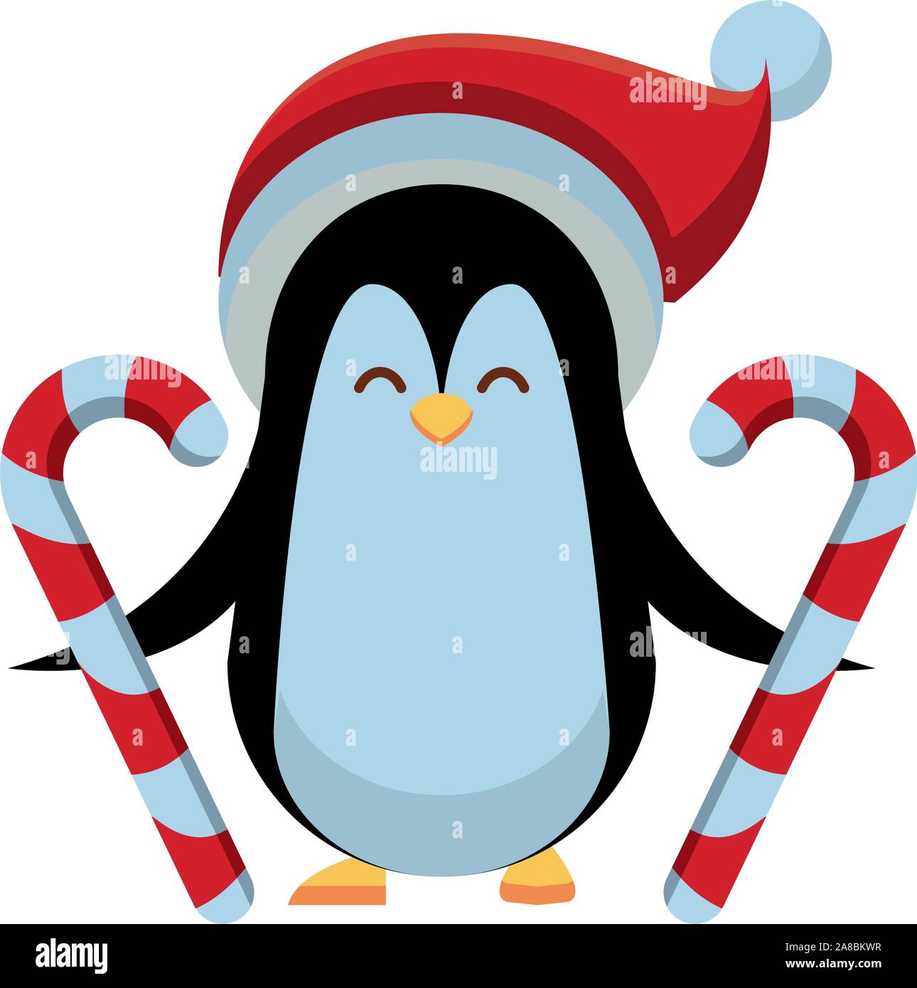 cute penguin with christmas hat and canes Stock Vector Image & Art - Alamy
