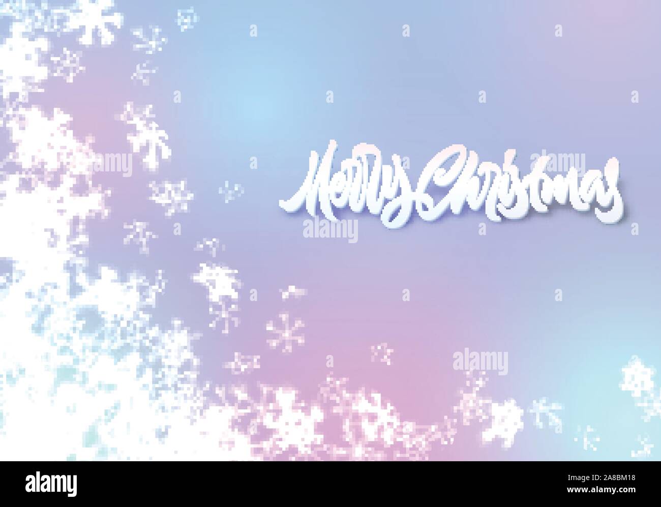 Christmas snowflakes background with falling snow and lettering or ...