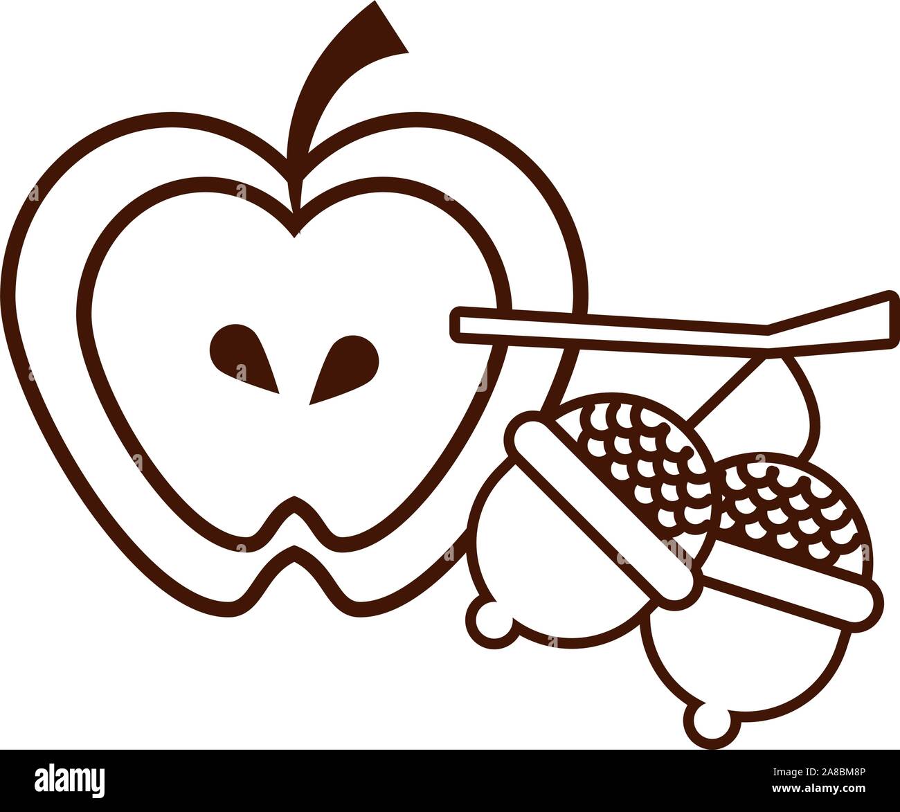 apple fresh fruit and acorns nature icon Stock Vector Image & Art - Alamy