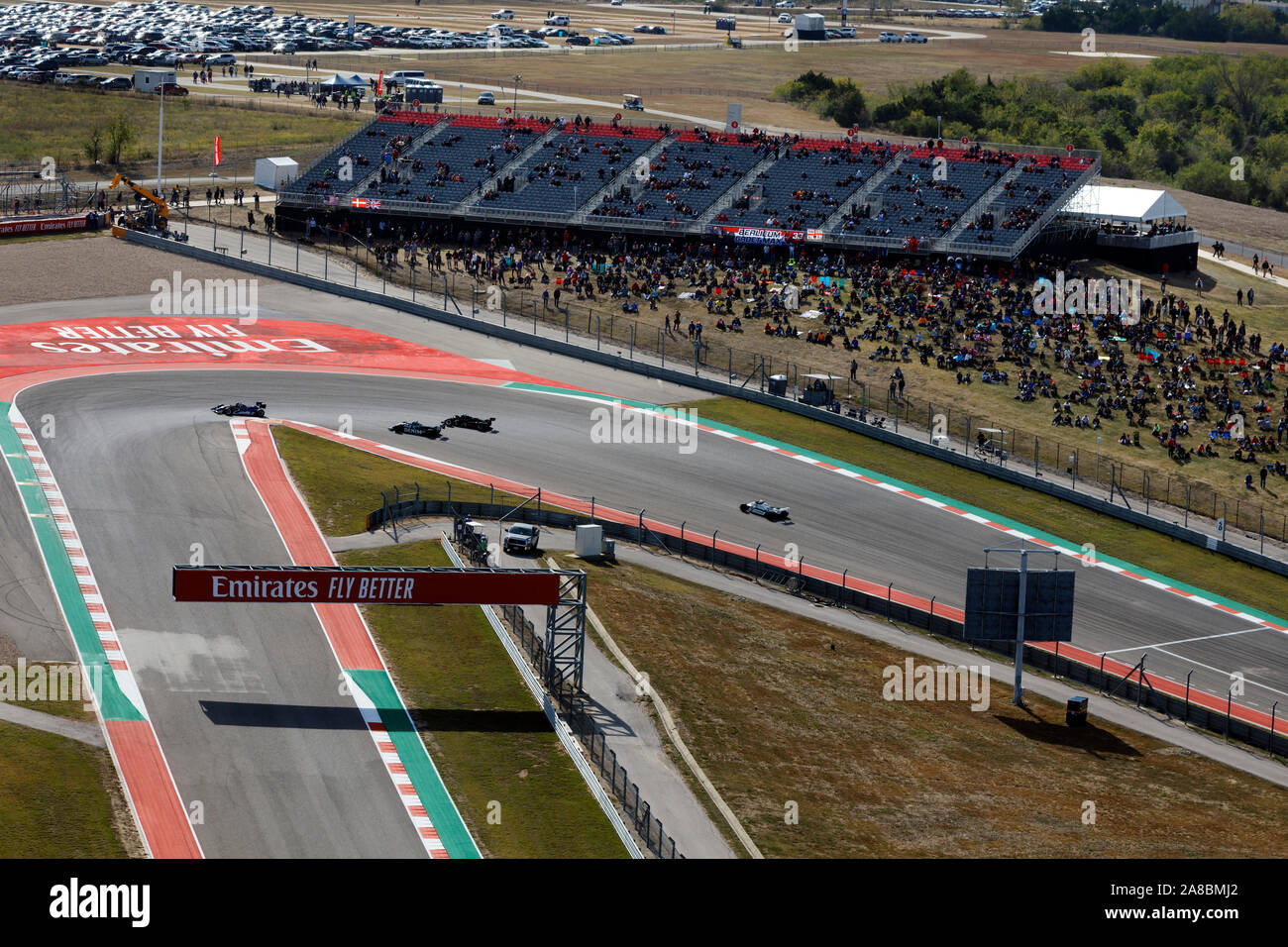 View of turn one from the observation tower at Circuit of the Americas ...